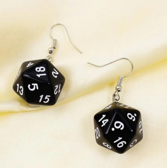 None | Jewelry | Last Pairdnd Dice Dangle Earrings Black White D2 ...